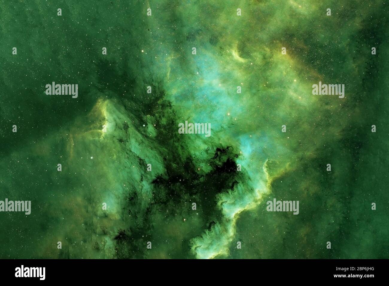 Beautiful space nebula of green color. Elements of this image were ...