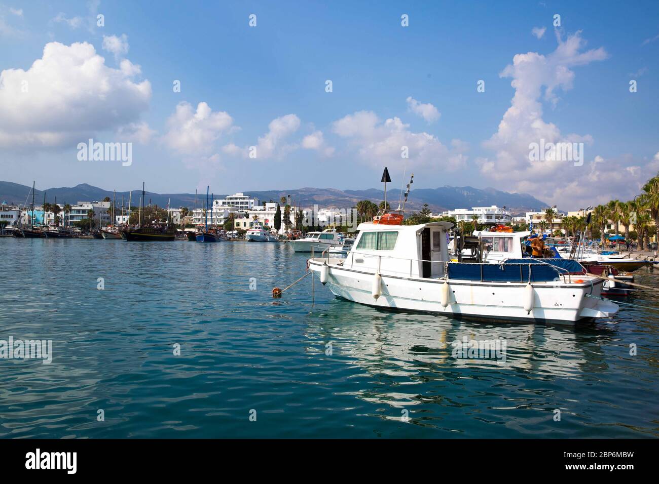 Kos town harbour in Kos island, Greece, dodecanese. The main port of ...