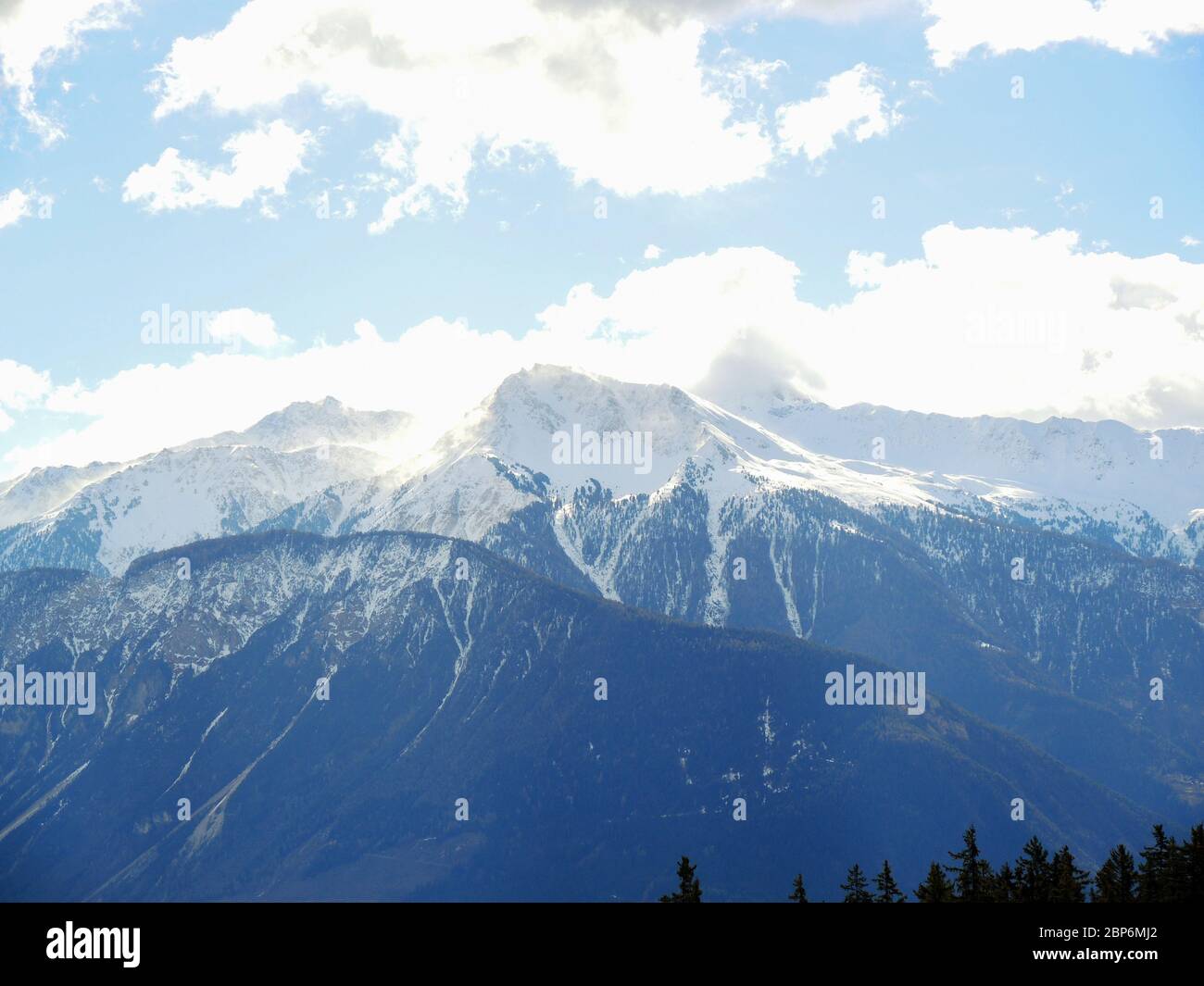 Alps in Switzerland, st Moritz. Beautiful peaks covered with snow ...