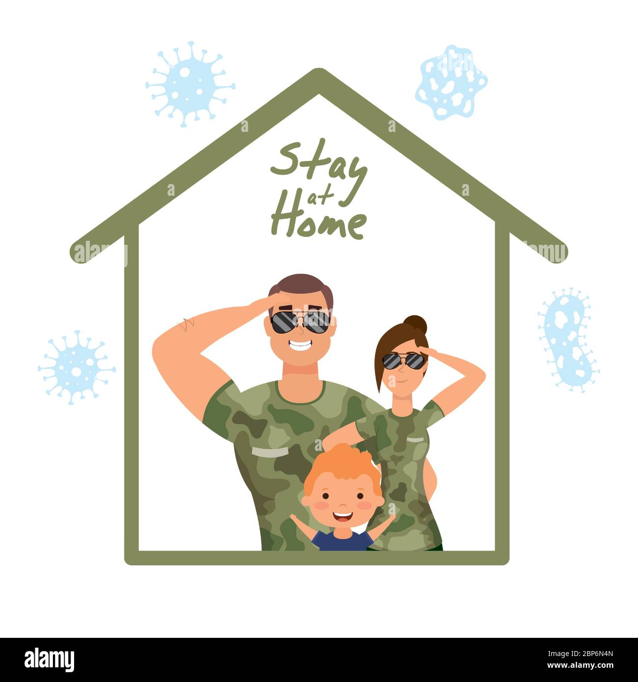 military parents couple with son stay at home Stock Vector Image & Art ...