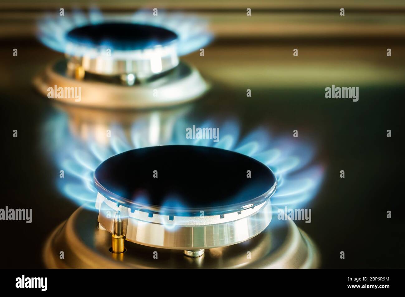 Gas flame of a gas stove Stock Photo - Alamy
