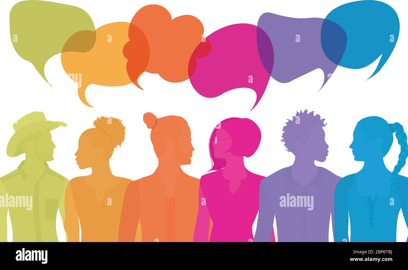 Group of diverse multiethnic people different culture talking sharing ...