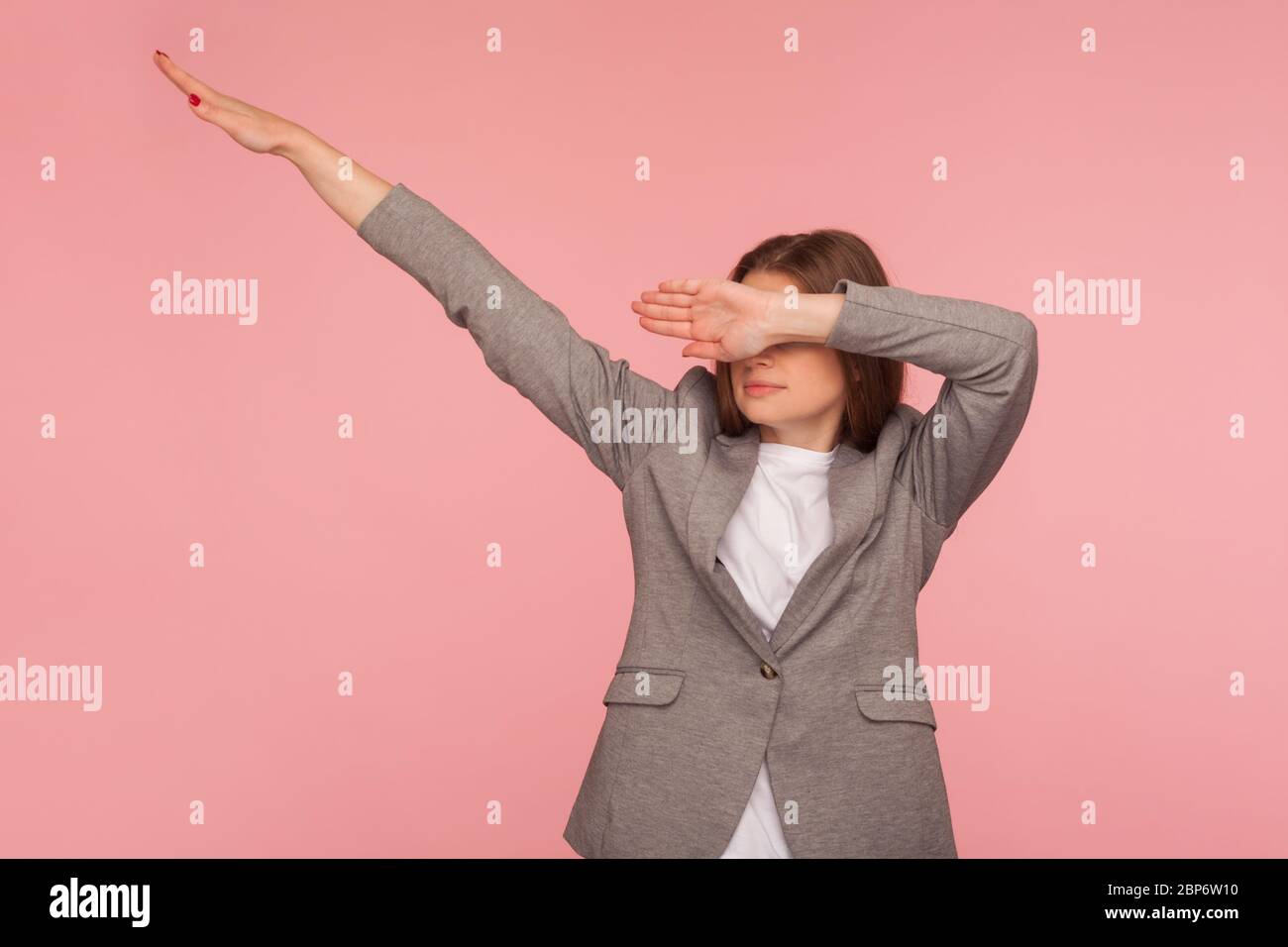 Woman dabbing dance move hi-res stock photography and images - Alamy