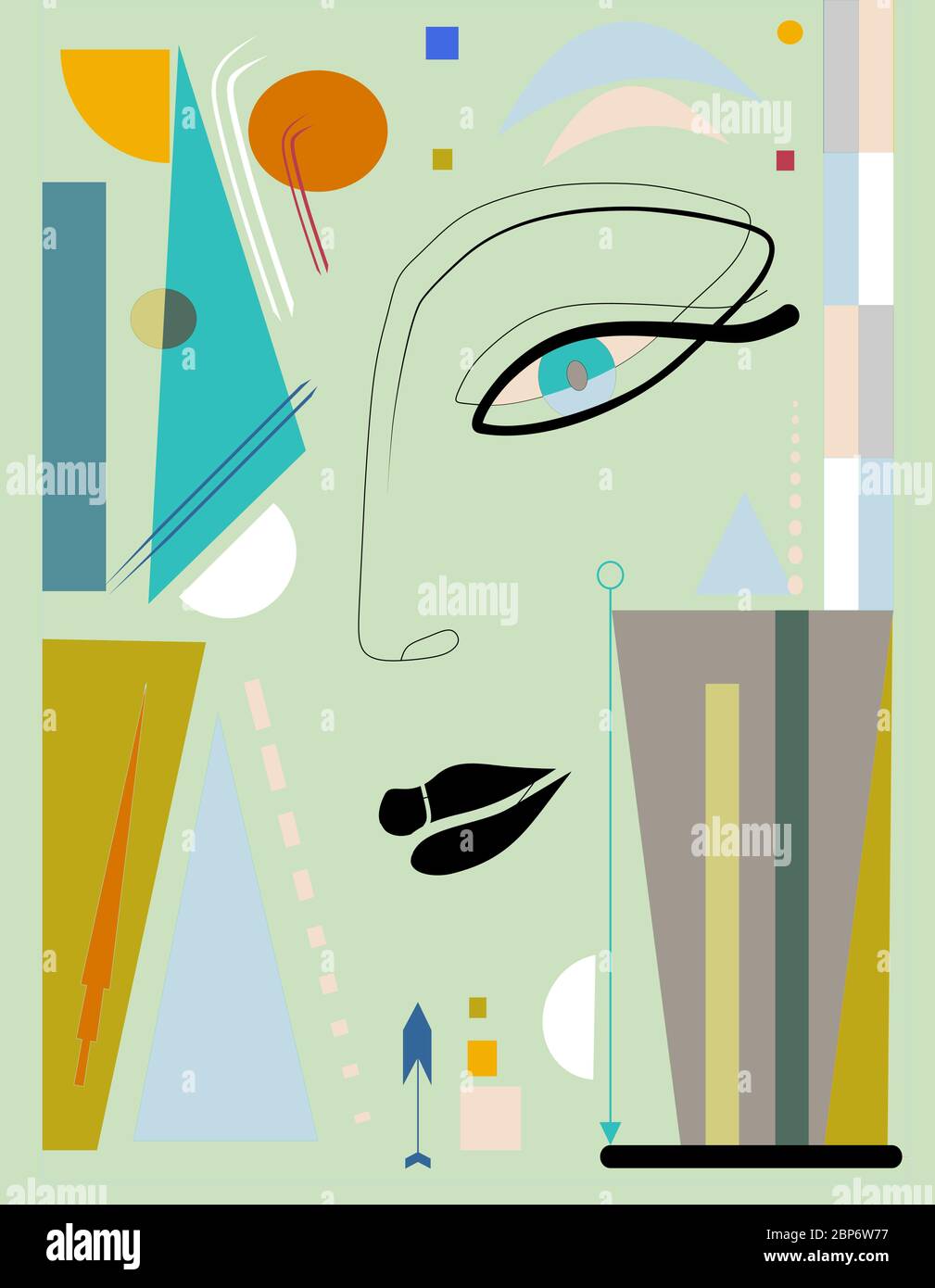 Abstract turquoise background ,fancy geometric and curved shapes ...