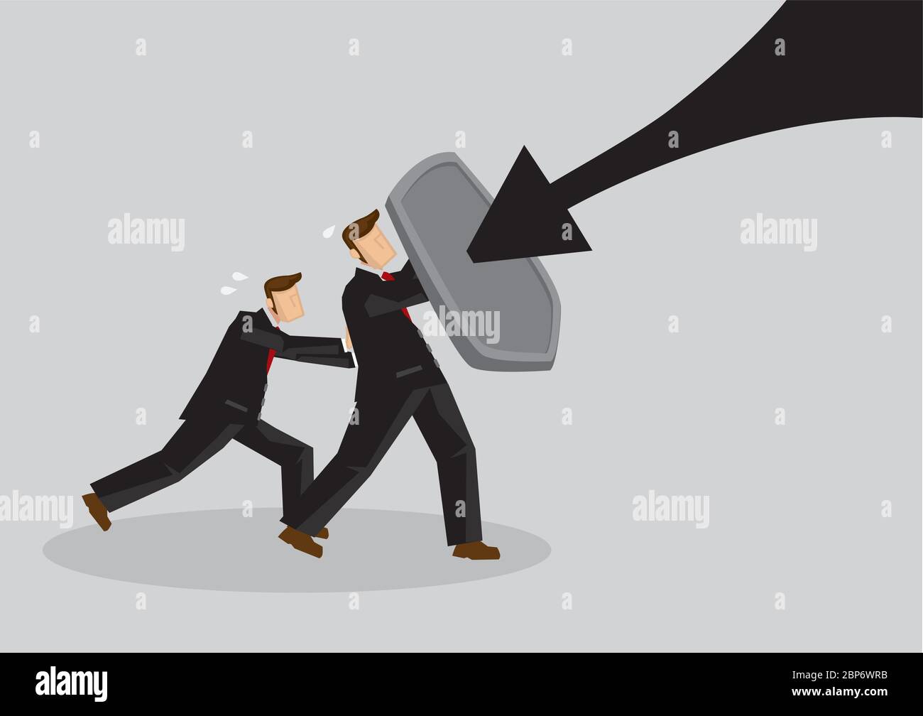 Business concept vector illustration of a businessmen holding a shield ...