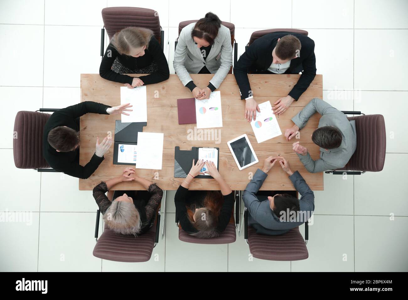 top view. business team meeting at the office table Stock Photo - Alamy