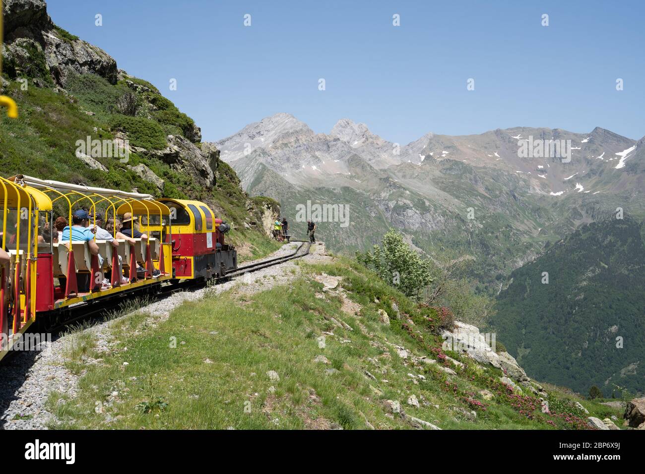 The little train of Artouste in the pyrenees in France. The highest ...