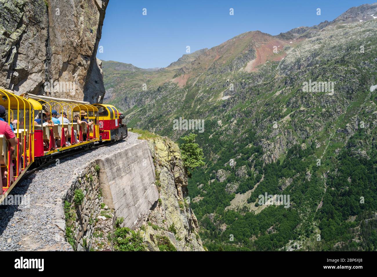 The little train of Artouste in the pyrenees in France. The highest ...