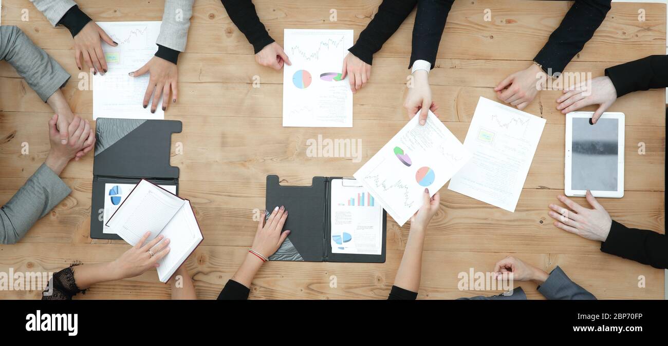 top view. business team works with business documents Stock Photo - Alamy