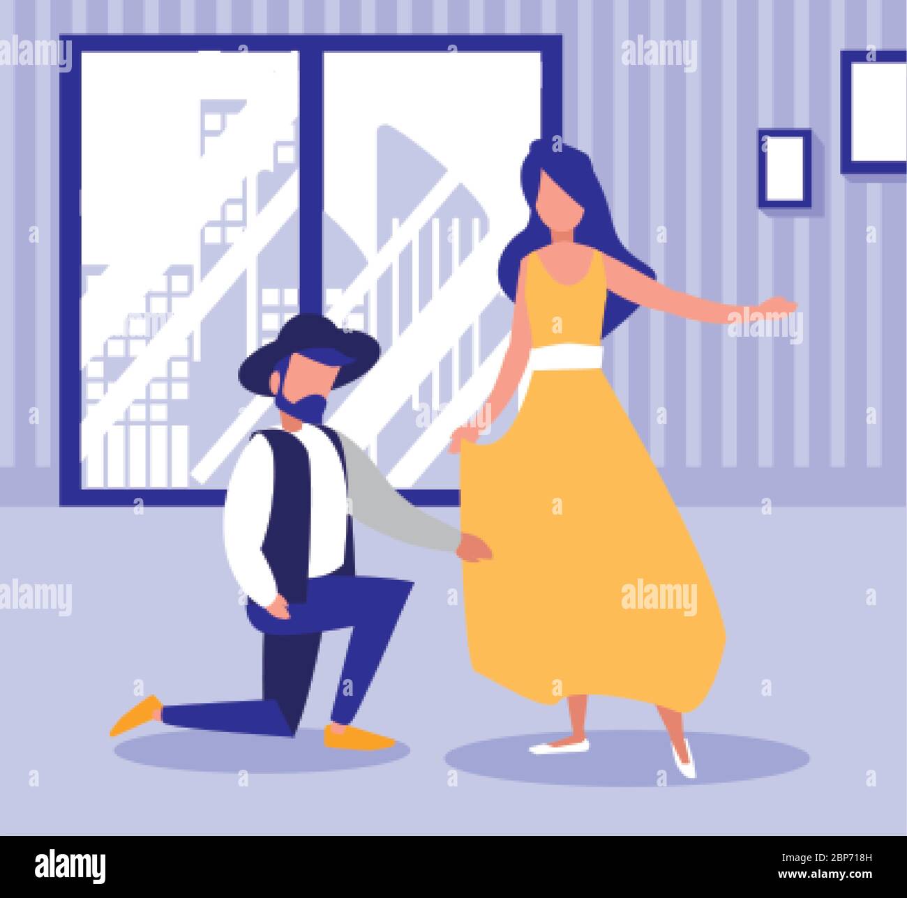 couple of people dancing at home, stay at home vector illustration ...