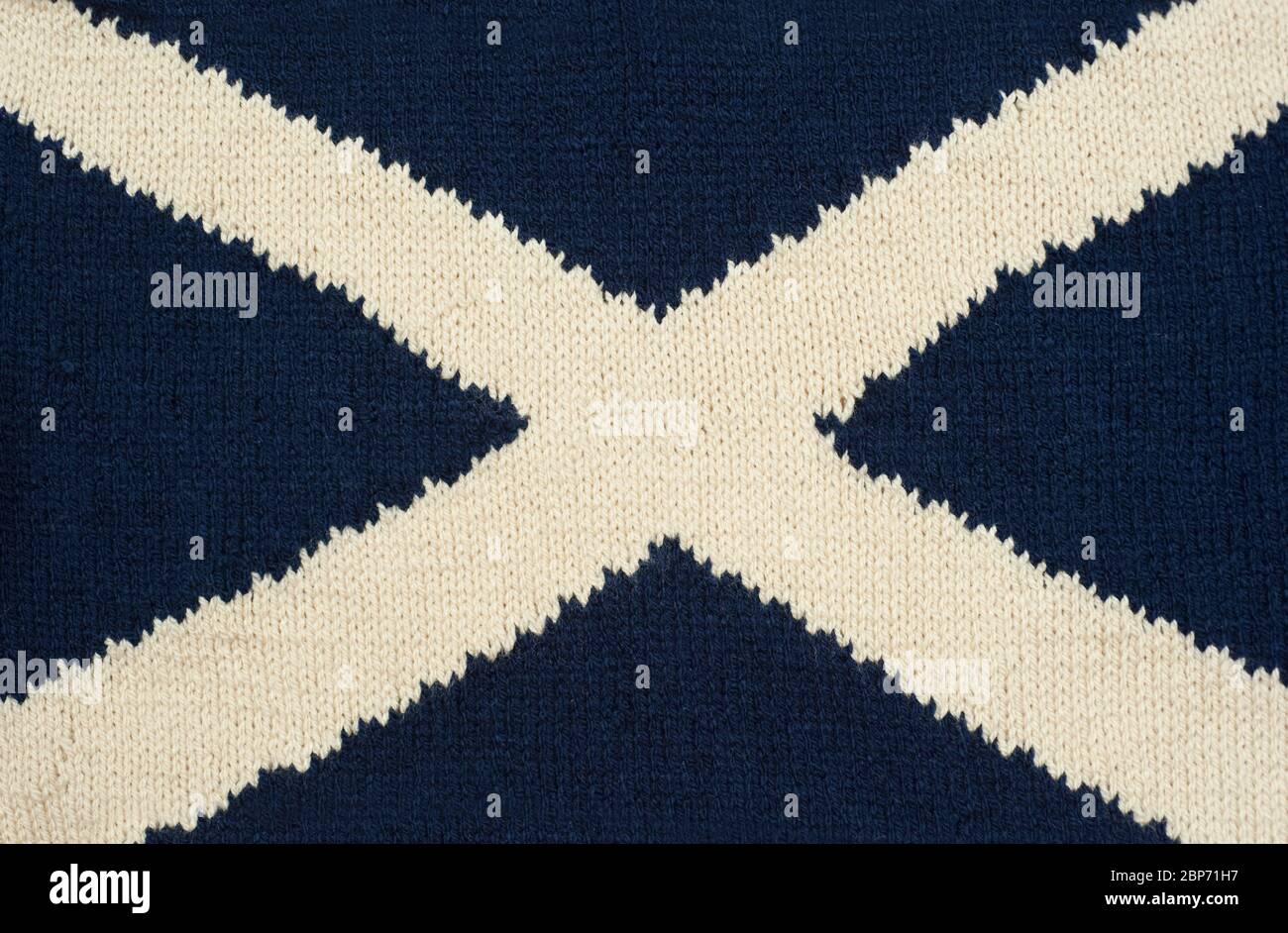Hand knitted Scottish flag, the Saltire Cross Stock Photo - Alamy