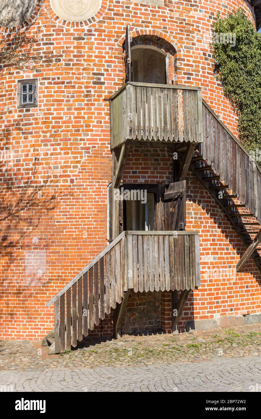 Wooden stairs of the historic castle in Lauenburg, Germany Stock Photo ...