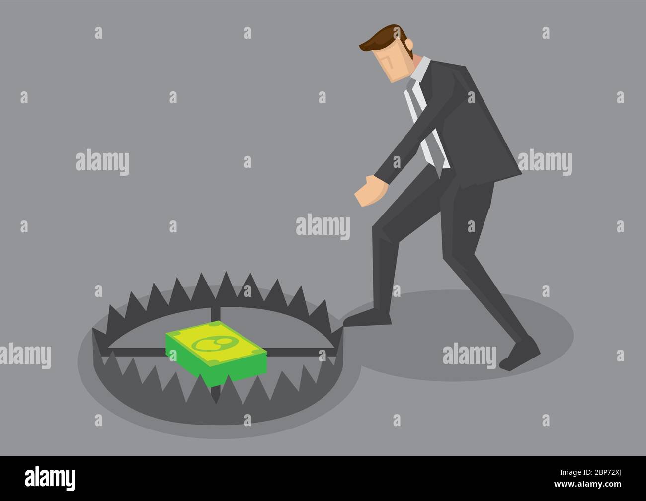 Vector cartoon illustration of businessman tempted to reach for money ...