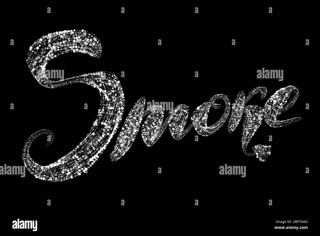 The word inscription is smoke made by luminous round particles isolated ...