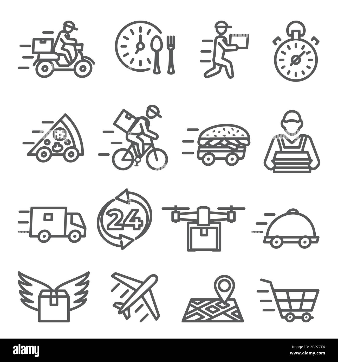 Food Delivery Line Icons on white background Stock Vector Image & Art - Alamy