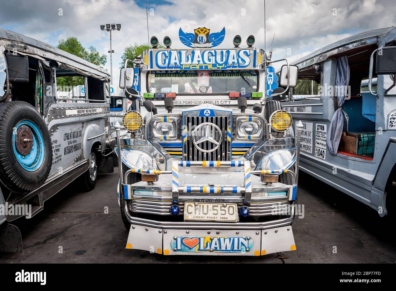 Classic jeepneys sat at the Main Gate bus terminal in Angeles City ...