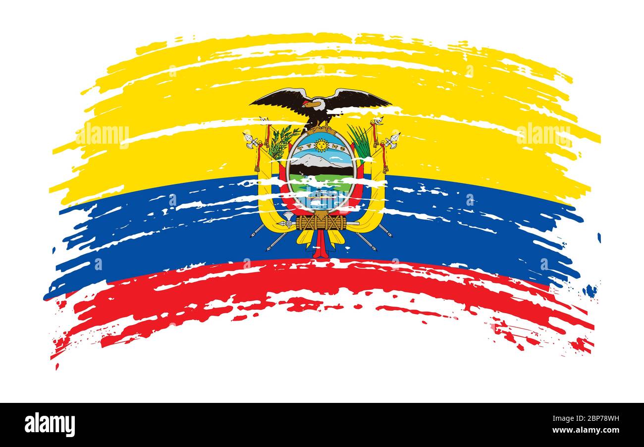 Ecuadorian torn flag in grunge brush stroke, vector image Stock Vector ...