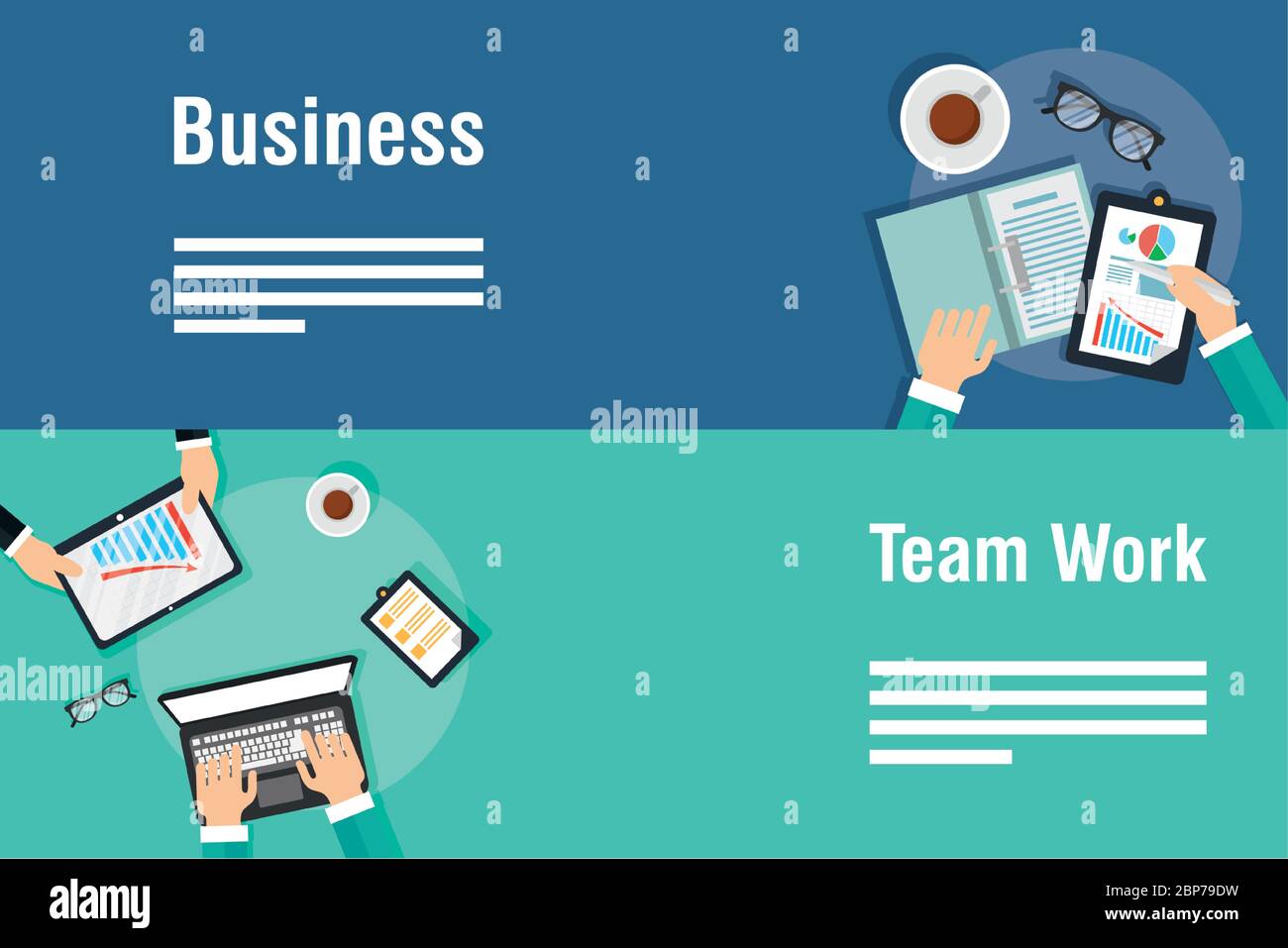business and teamwork banners with gadgets Stock Vector Image & Art - Alamy