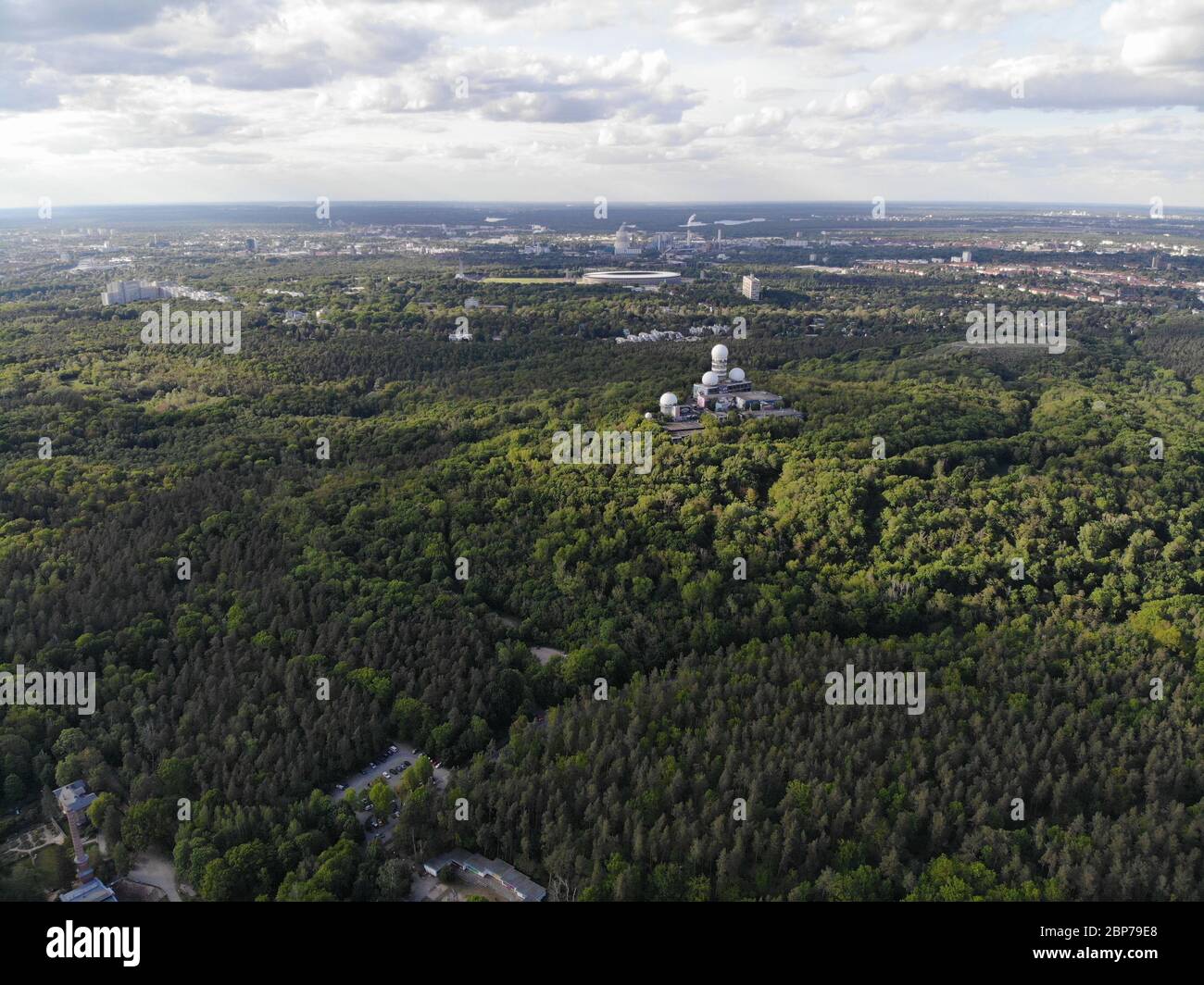 Aerial view of lake Teufelssee a glacial lake in the Grunewald forest ...