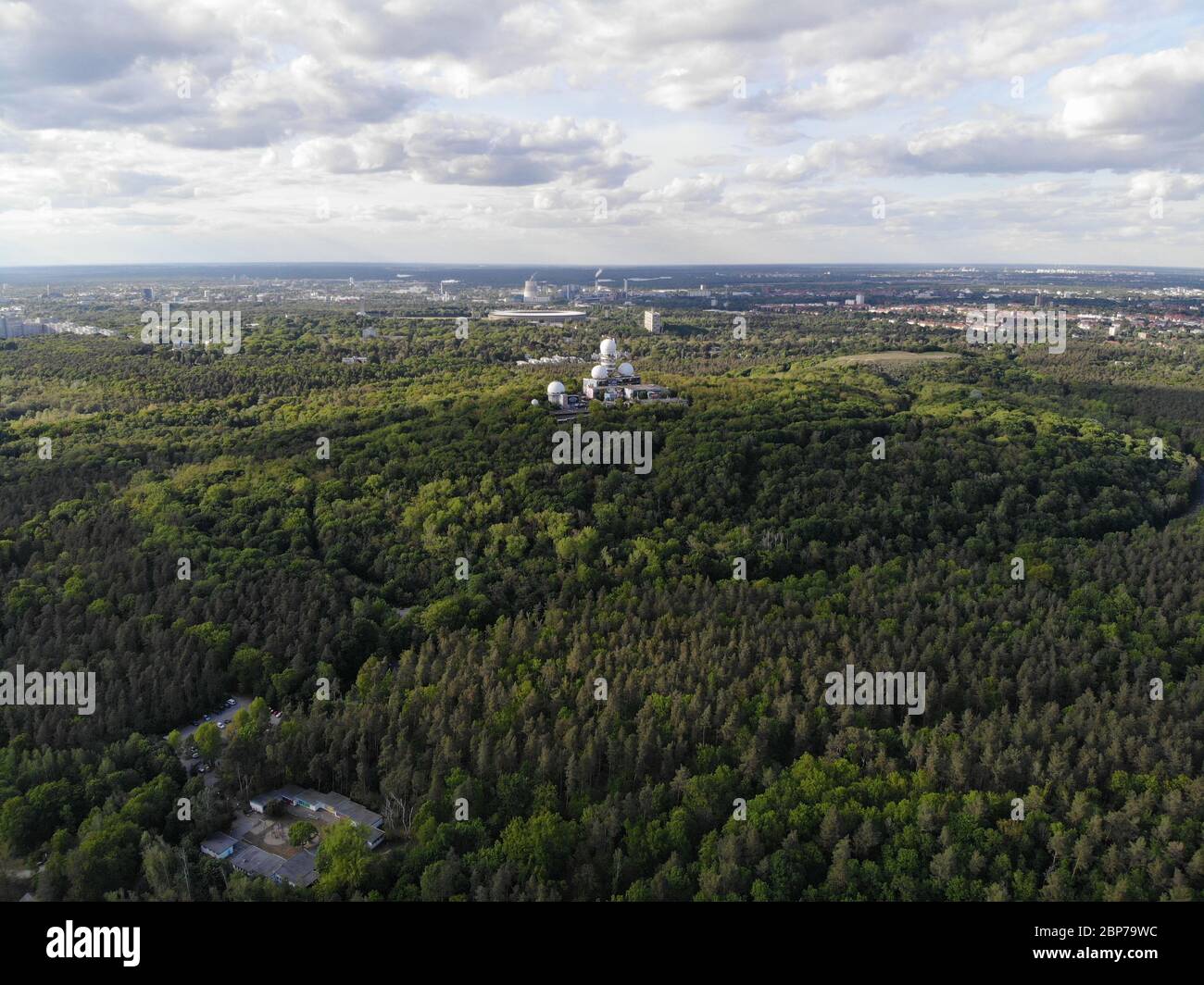 Aerial view of lake Teufelssee a glacial lake in the Grunewald forest ...