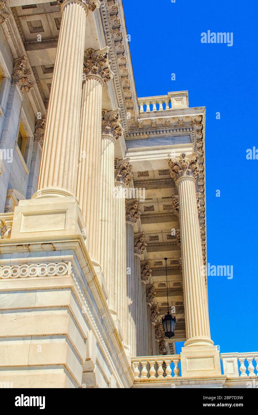 Back entrance of the Capitol with columns Stock Photo - Alamy