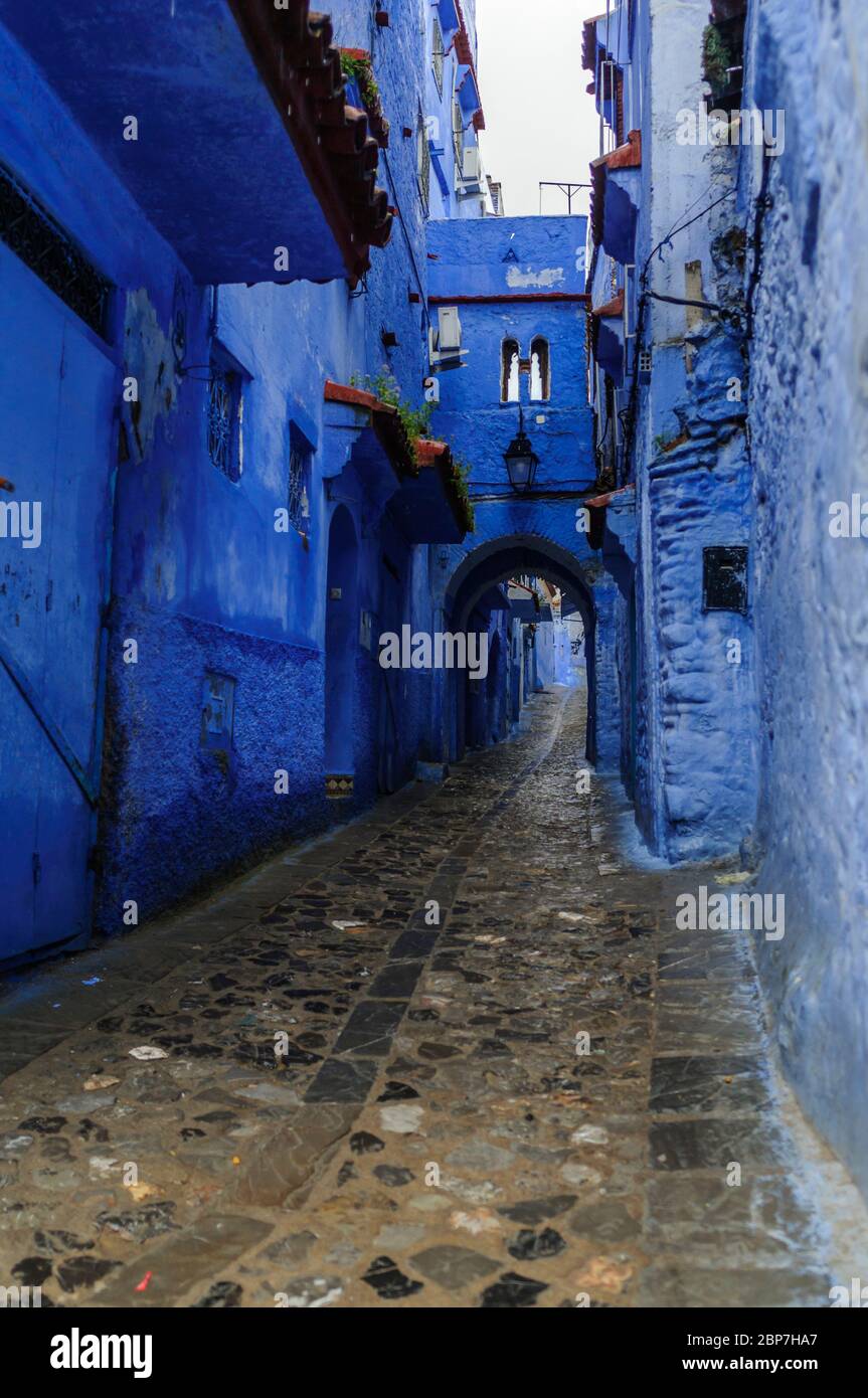 Street in the blue city Chefchaouen Stock Photo - Alamy
