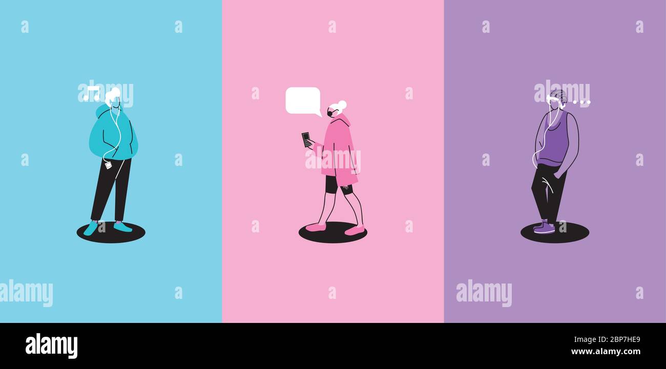 poster people using technological gadgets vector illustration design ...