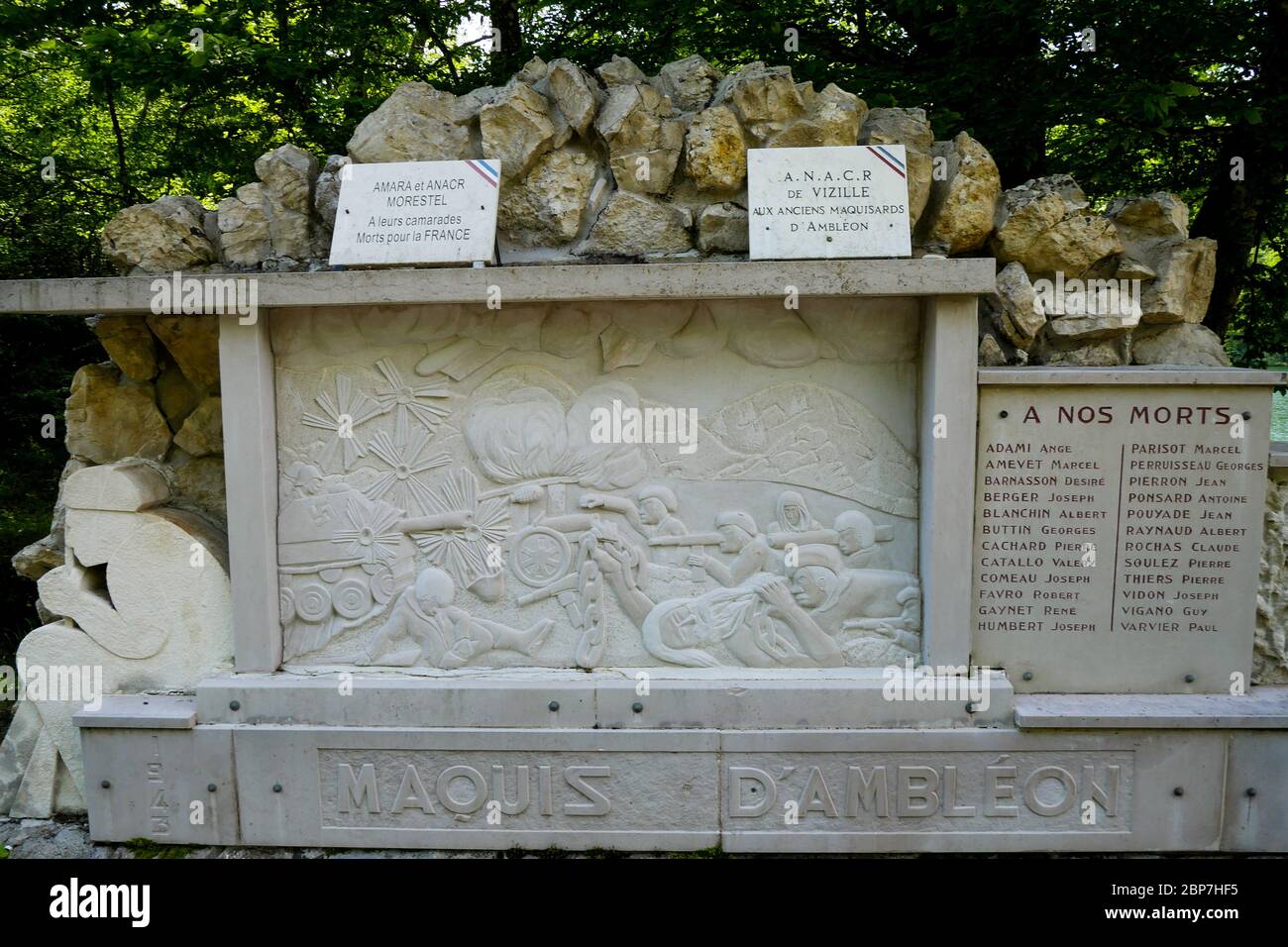Memorial to the Maquis de l'Ain, Ambleon lake, Ain, France Stock Photo ...