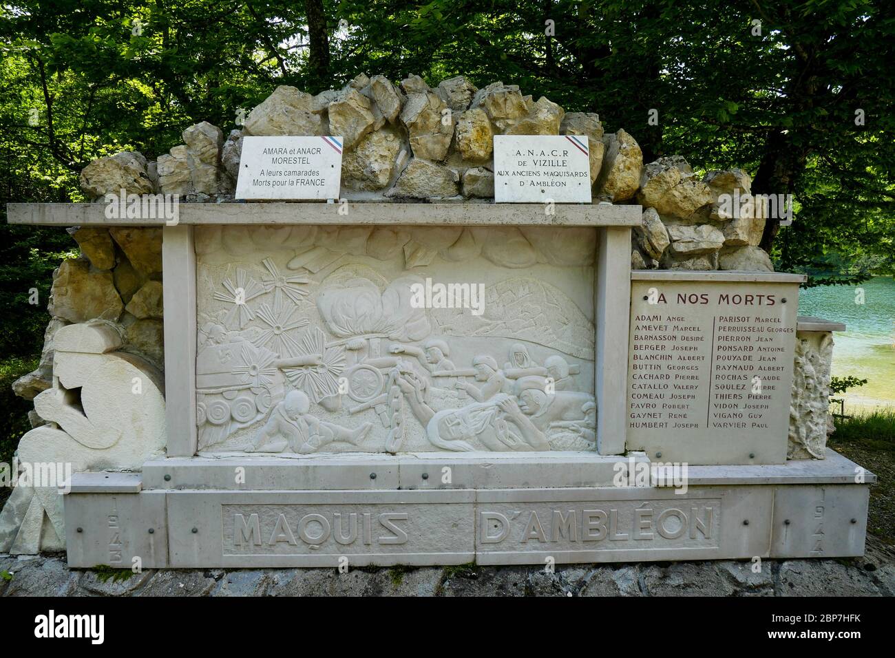 Memorial to the Maquis de l'Ain, Ambleon lake, Ain, France Stock Photo ...