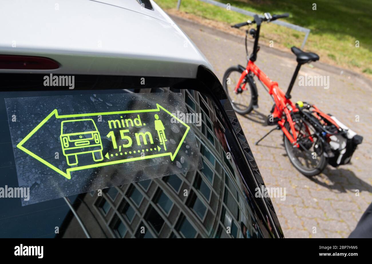 Hanover, Germany. 18th May, 2020. A sticker is attached to a car as ...