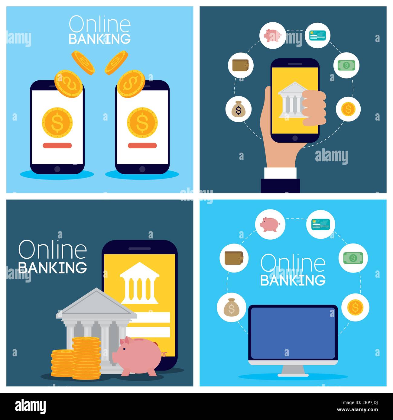 banking online technology with electronic devices Stock Vector Image ...