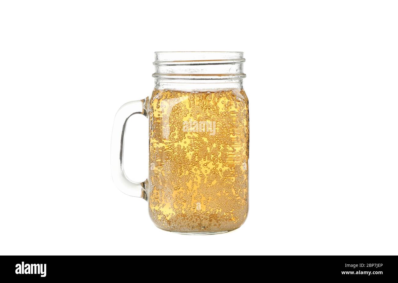 Glass jar with cider isolated on white background Stock Photo - Alamy