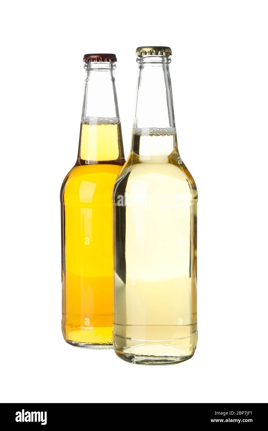 Blank bottles of apple cider isolated on white background Stock Photo ...