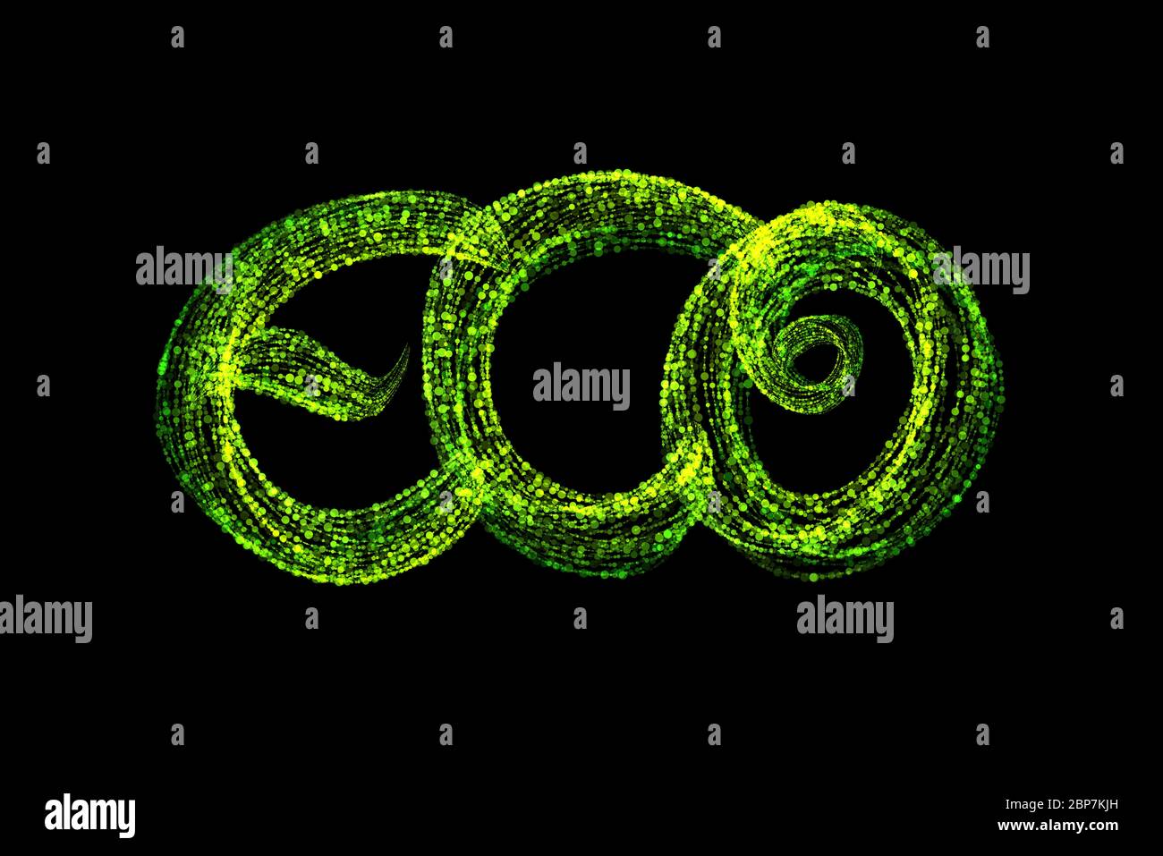 Handwritten word lettering Eco made by fresh green bio circles of ...