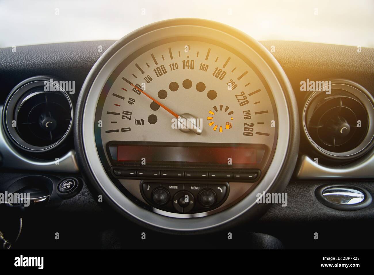 Car speedometer close-up. Modern car interior. Transport Stock Photo ...