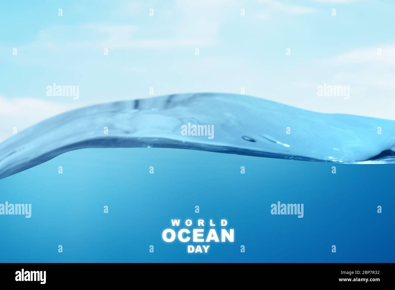Sea waves with World Ocean Day text. World Ocean Day Concept Stock ...