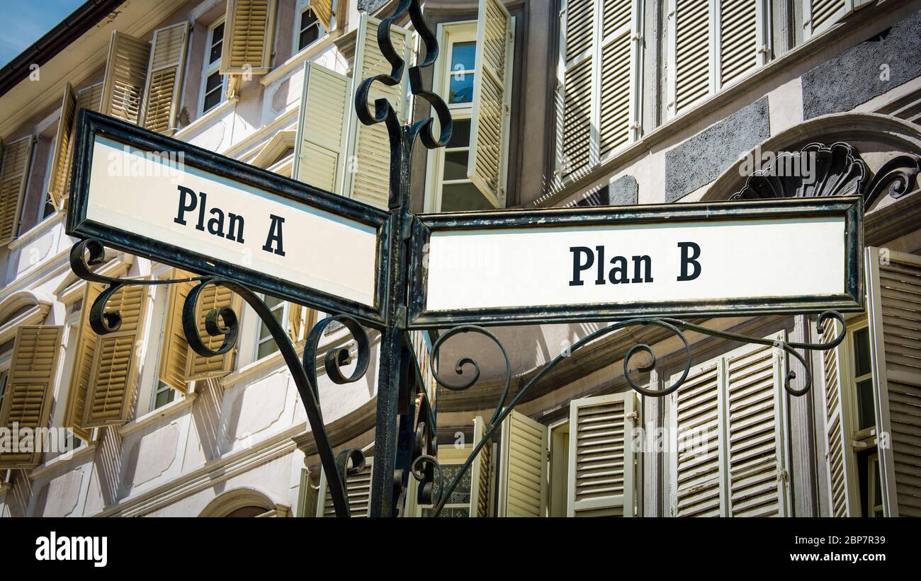 Street Sign the Direction Way to Plan B versus Plan A Stock Photo - Alamy