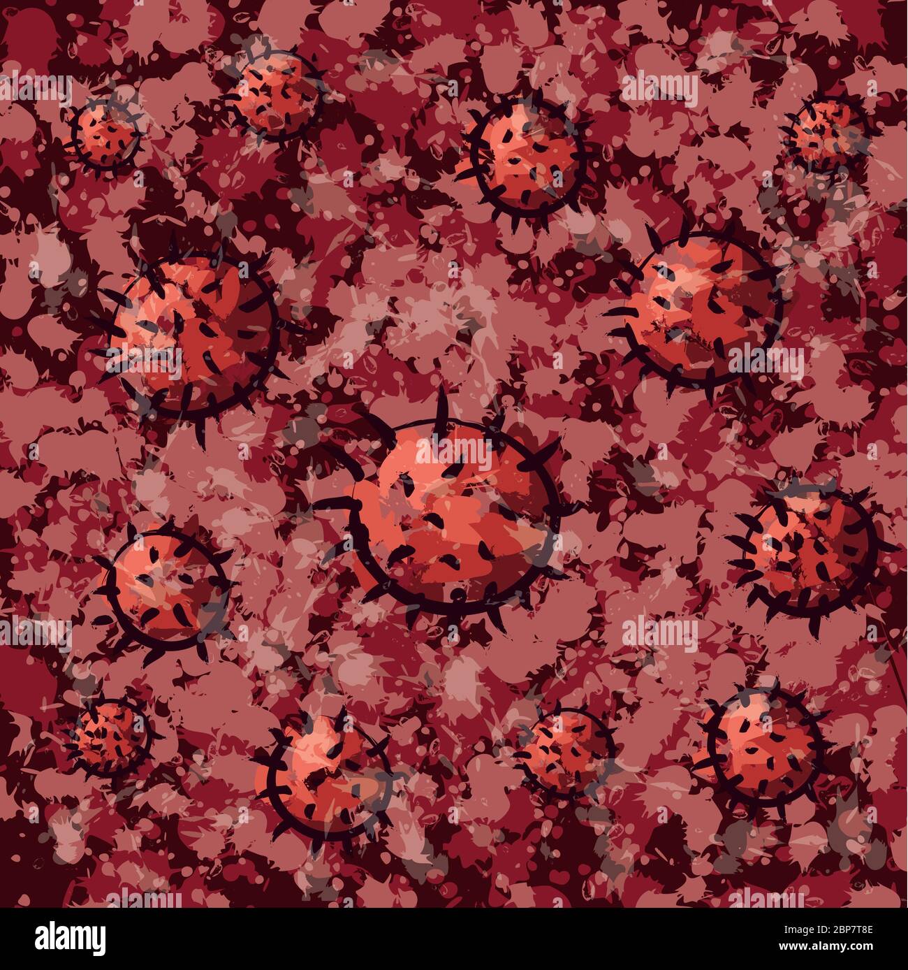 abstract background with virus, hand drawn vector illustration Stock ...