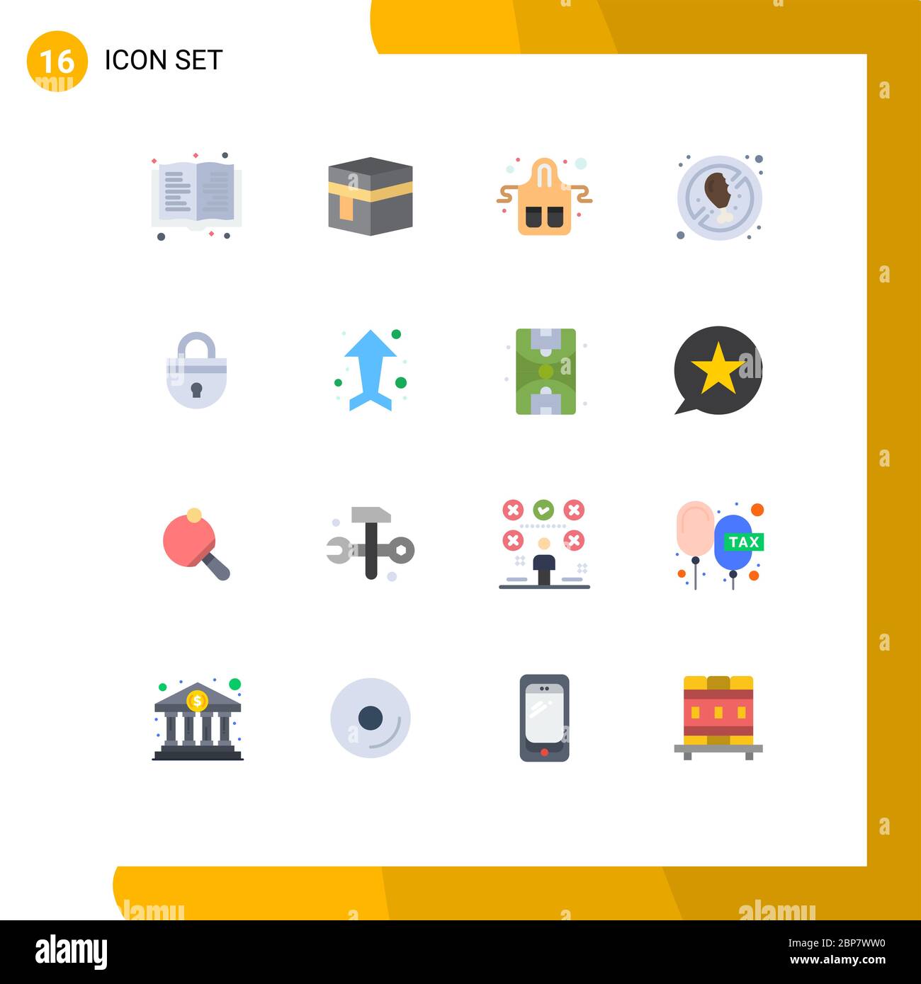 Stock Vector Icon Pack of 16 Line Signs and Symbols for lock, food ...