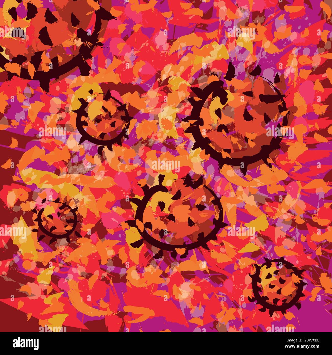 abstract background with virus, hand drawn vector illustration Stock ...