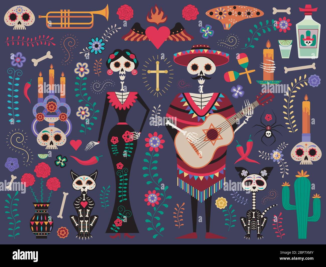 Mexican day dead guitar hi-res stock photography and images - Alamy