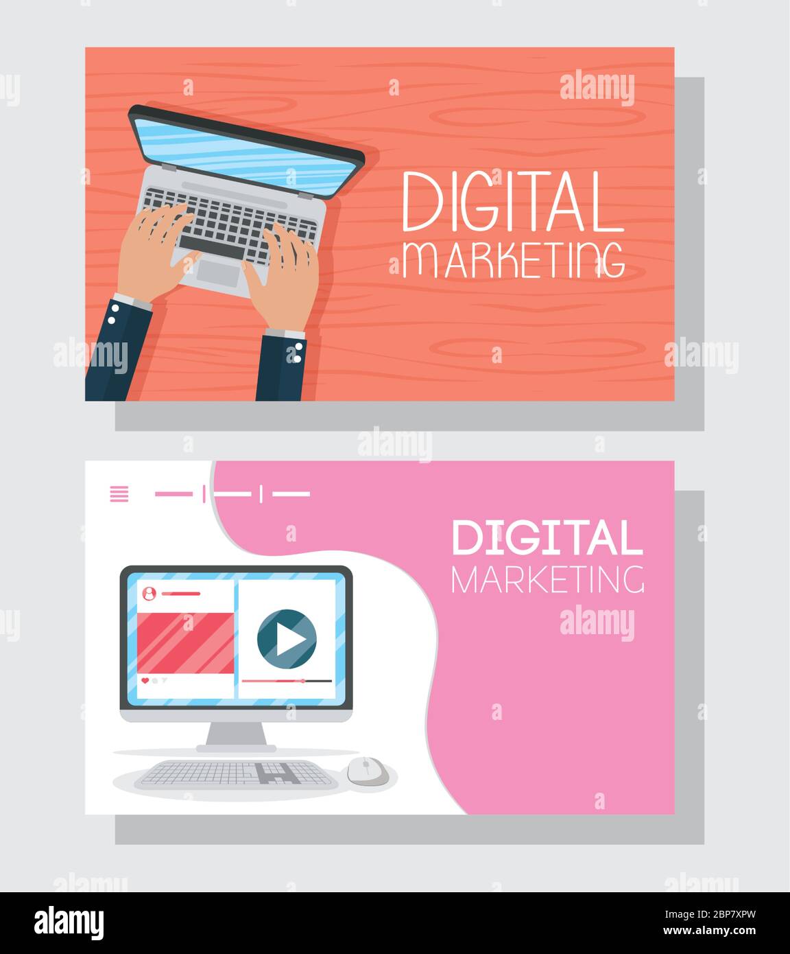 digital marketing tech with laptop and desktop Stock Vector Image & Art - Alamy