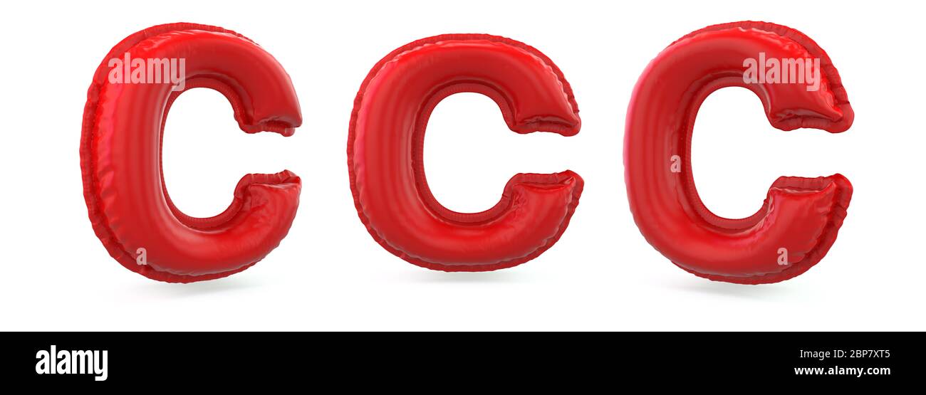 Capital letter C. Uppercase. Inflatable red balloon on background. 3D ...