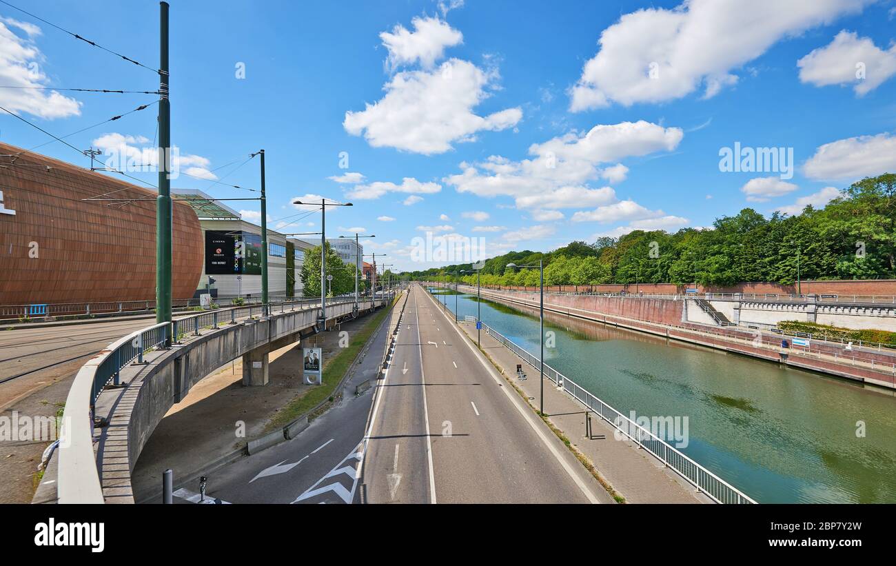 Brussels, Belgium, 17 May, 2020: View on the canal from Brussels and ...