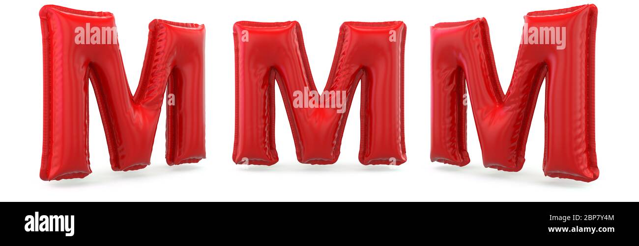 Capital letter M. Uppercase. Inflatable red balloon on background. 3D ...
