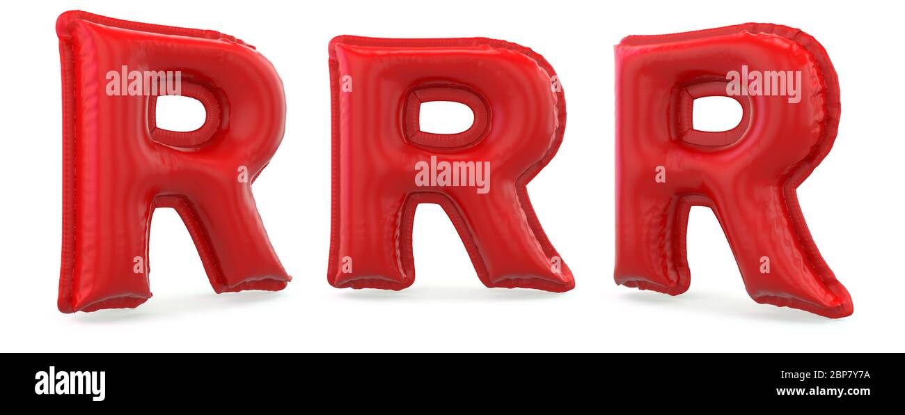 Capital letter R. Uppercase. Inflatable red balloon on background. 3D ...
