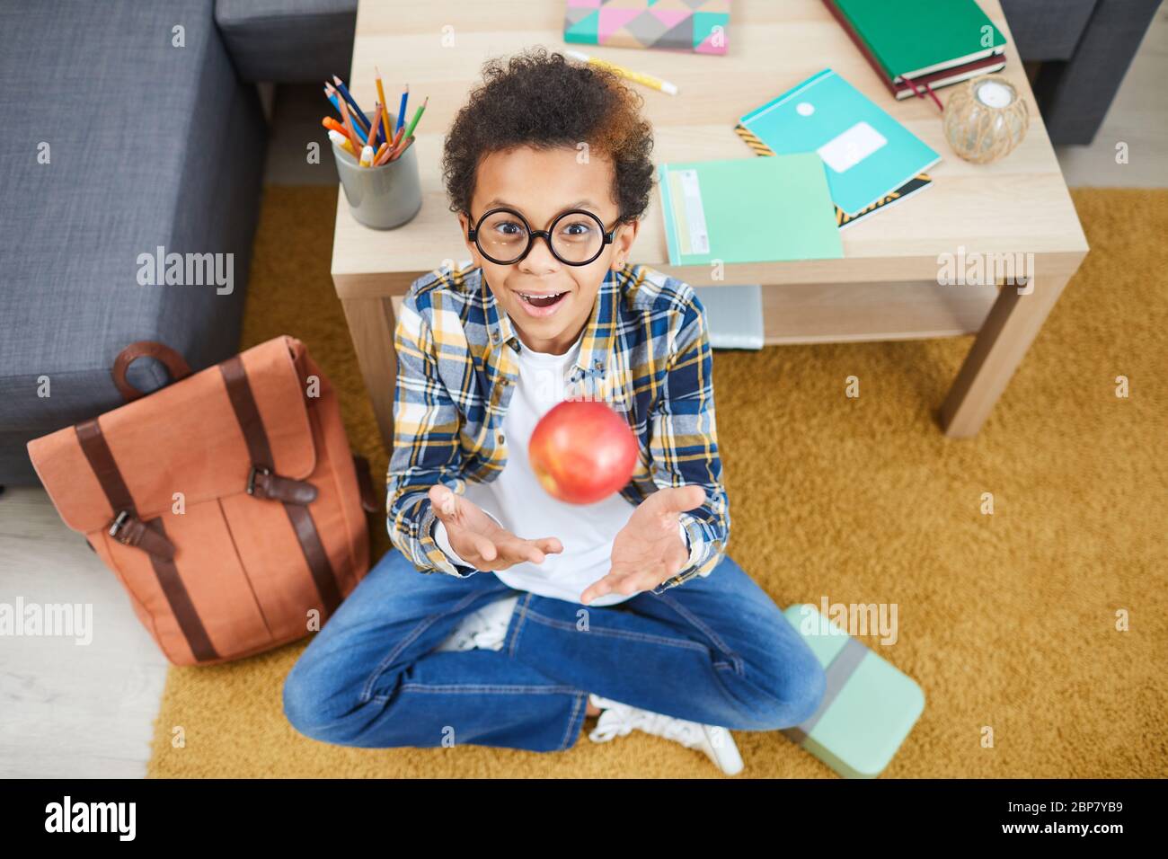 Boy throwing book school High Resolution Stock Photography and Images ...