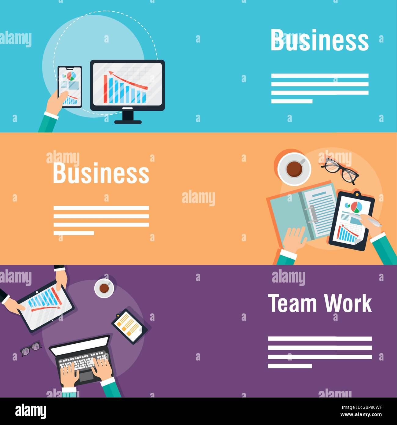 business and teamwork banners with gadgets Stock Vector Image & Art - Alamy