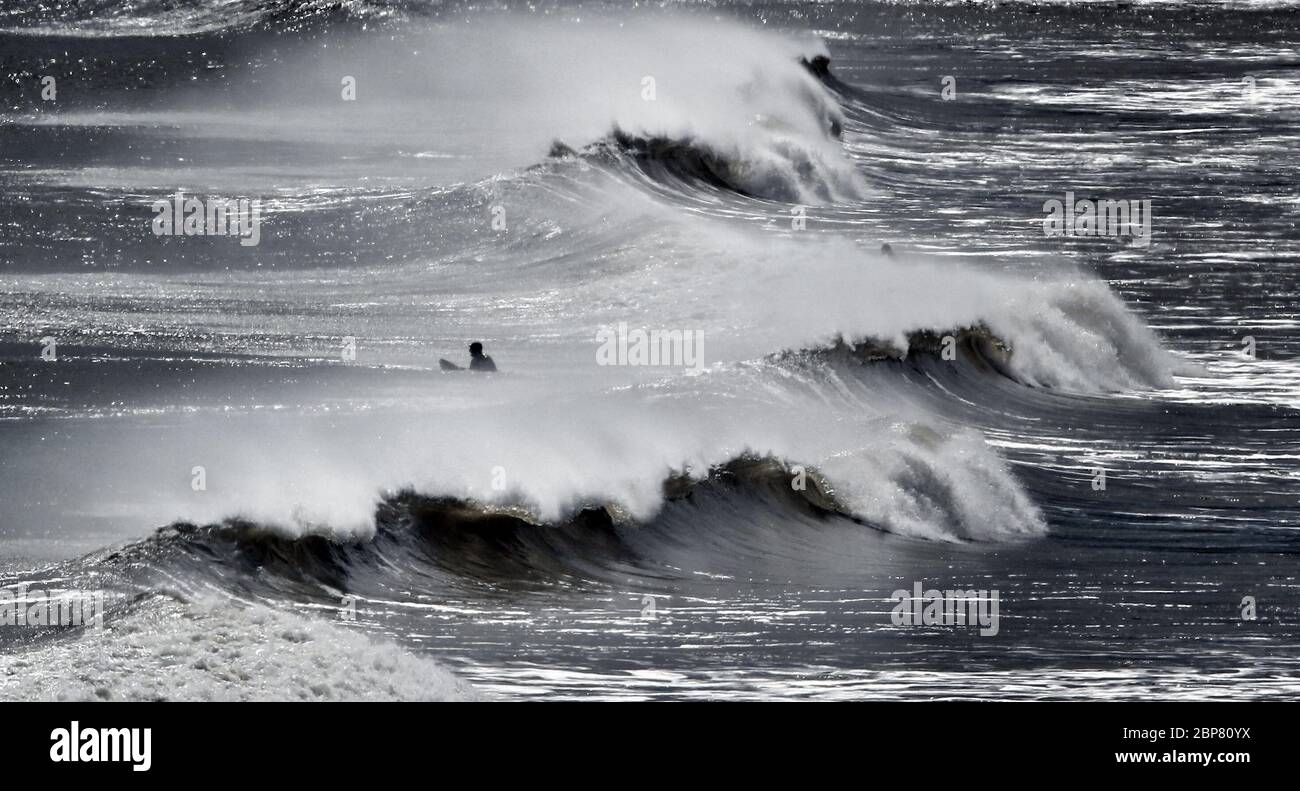 Surfers tynemouth longsands beach on north east coast hi-res stock ...