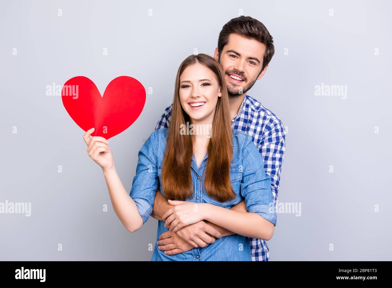 Love story of young future parents. They are so excited and cheerful ...